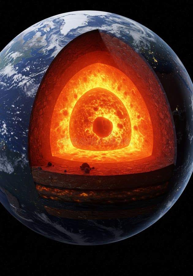 Cross-sectional Illustration of Earth Highlighting Interior Layers. the ...
