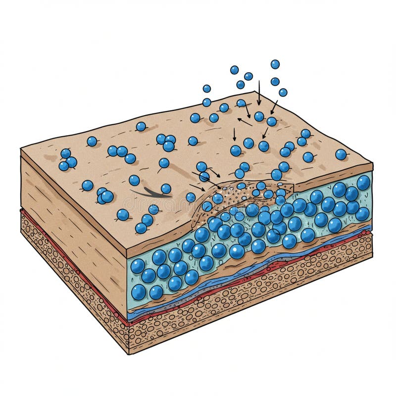Cross-sectional Illustration of a Layered Structure, Possibly Skin. the ...