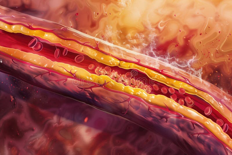 Cross-Sectional View of an Artery with Plaque Buildup in Medical ...