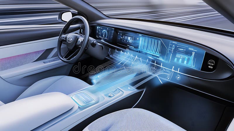 A Cross-sectional View of a Car S Interior Showing the Touchscreen ...