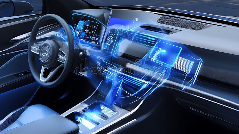 A Cross-sectional View of a Car S Interior Showing the Touchscreen ...