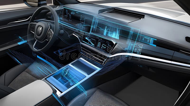 A Cross-sectional View of a Car S Interior Showing the Touchscreen ...