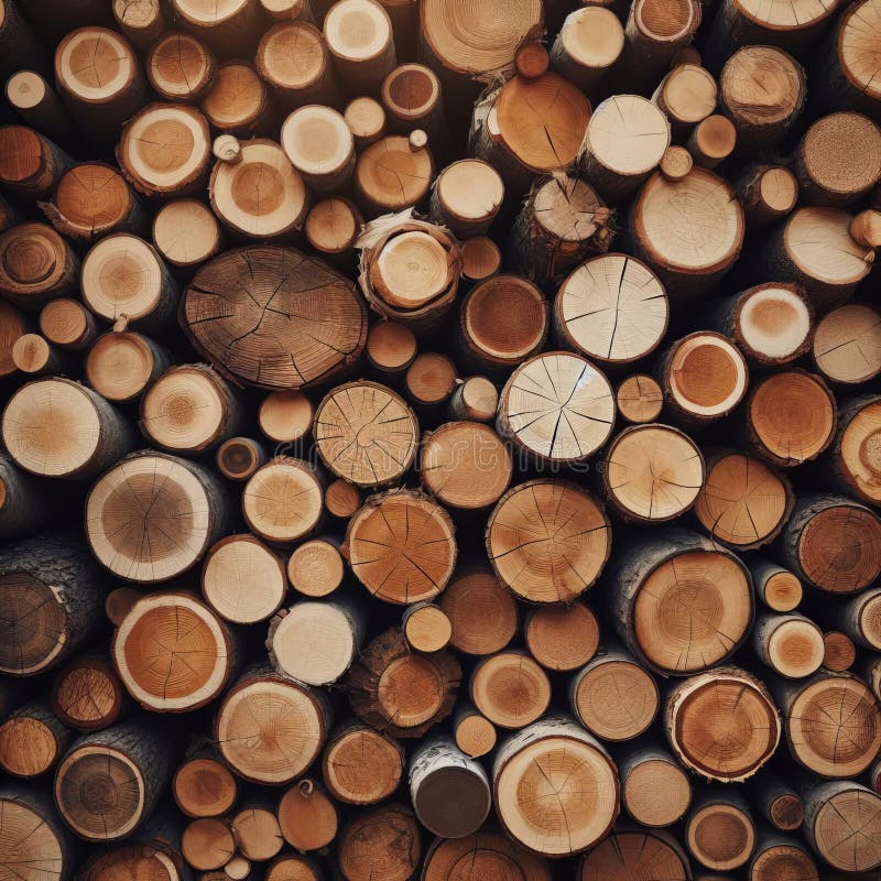 Cross-Sectional View of Cut Logs Piled Together Stock Image - Image of ...