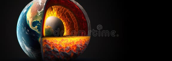 Cross-sectional View of Earth Showing Different Layers, Solid Inner ...