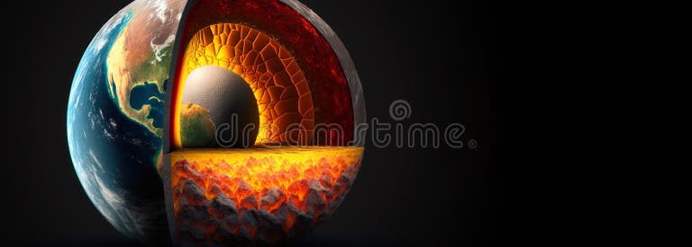 Cross-sectional View of Earth Showing Different Layers, Solid Inner ...