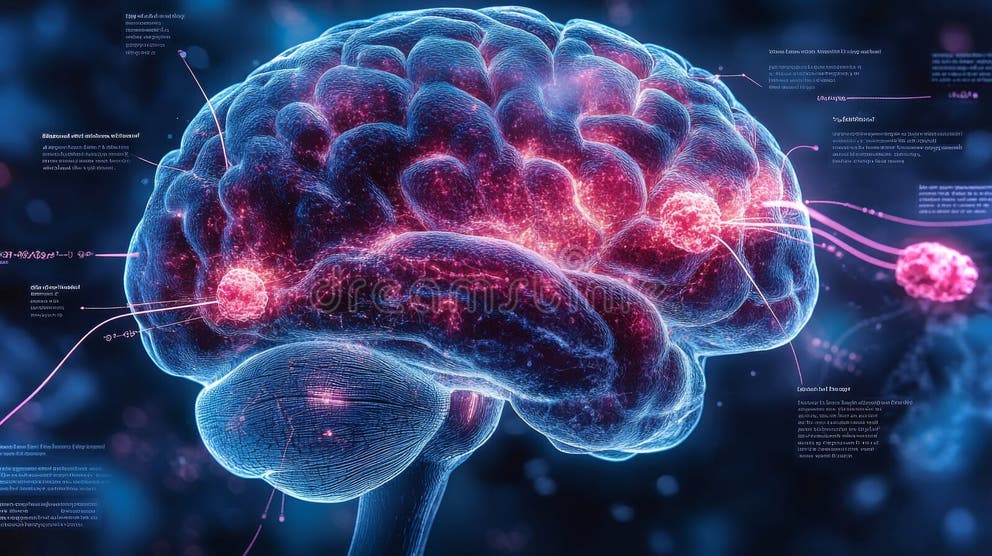 Cross-sectional View of the Human Brain Highlighting Neural Connections ...