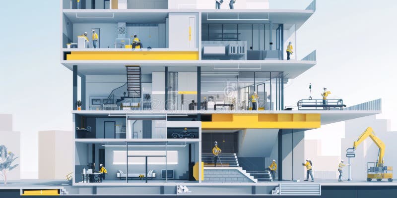 A Cross-sectional View of a Modern Building Undergoing Maintenance ...