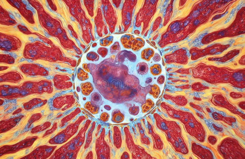 Cross-sectional View of Red Blood Cell with Complex Network of Channels ...