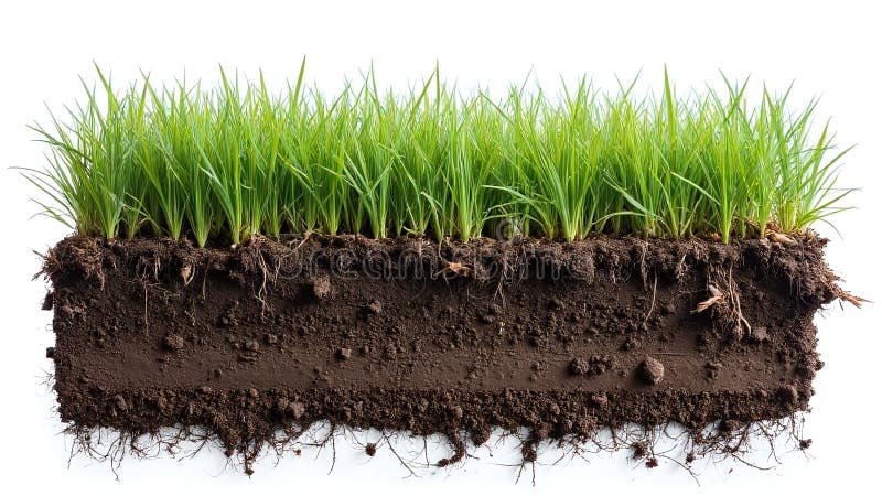 Cross-sectional View of Soil Profile with Grass Stock Illustration ...