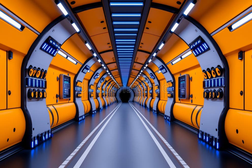 A Cross-sectional View of an Underground Hyperloop Tunnel. Stock Image ...