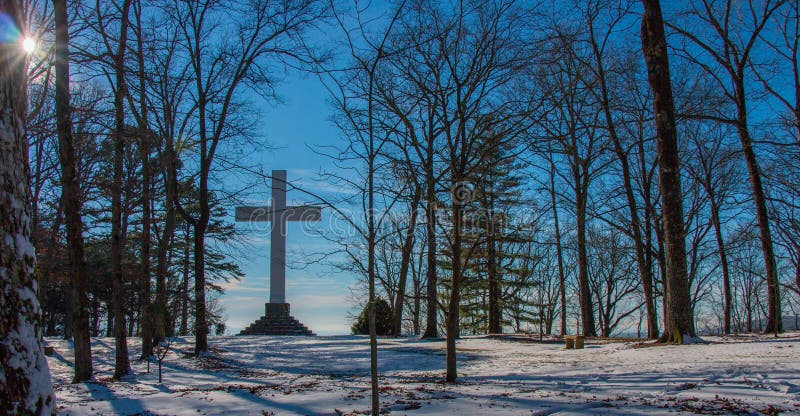 The Cross at Sewanee stock photo. Image of sunset, snow - 93453672