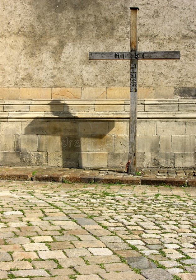 Cross with shade stock photo. Image of cobbled, bricks - 269996