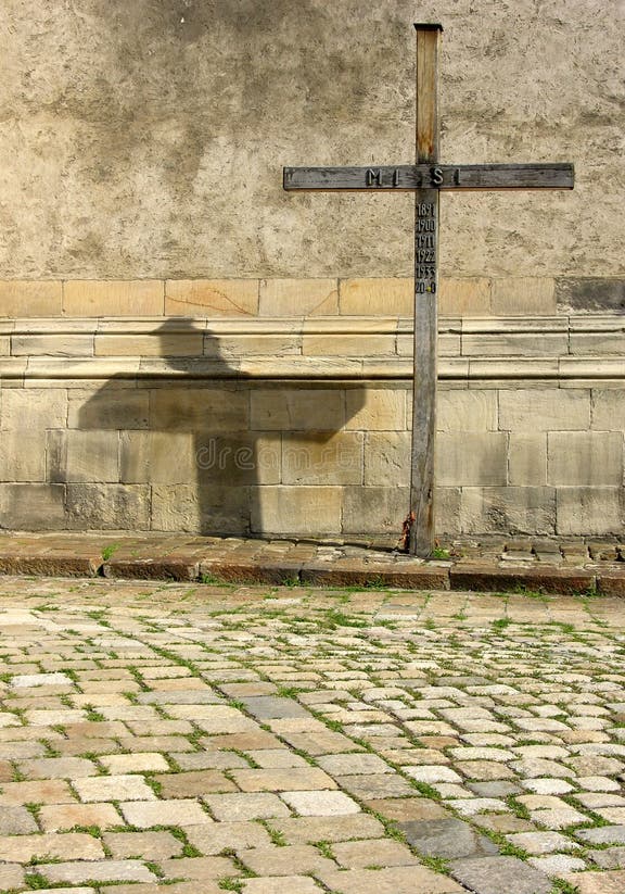 Cross with shade stock photo. Image of cobbled, bricks - 269996