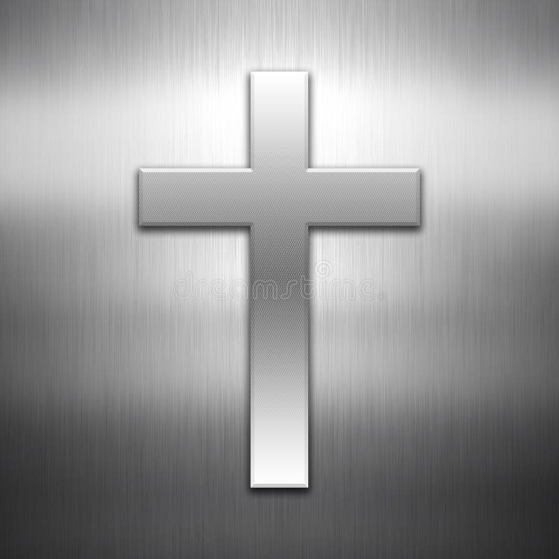 Cross Shape on a Brushed Metal Background Stock Illustration ...