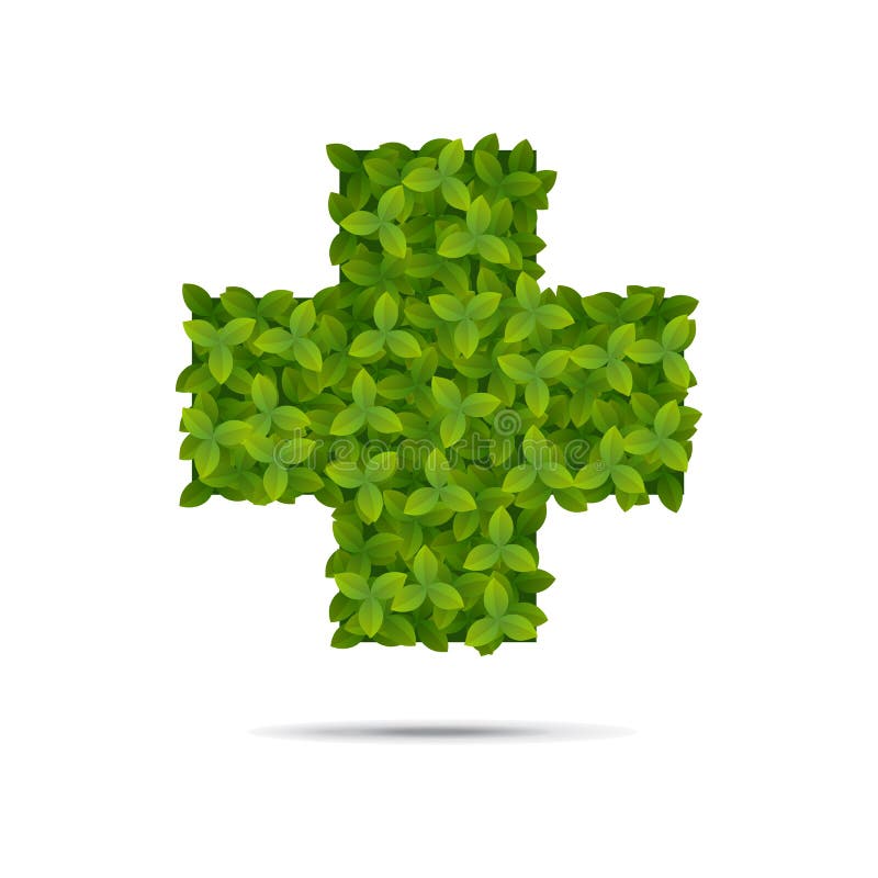 Cross Shape Covered in Leaves Stock Illustration - Illustration of ...