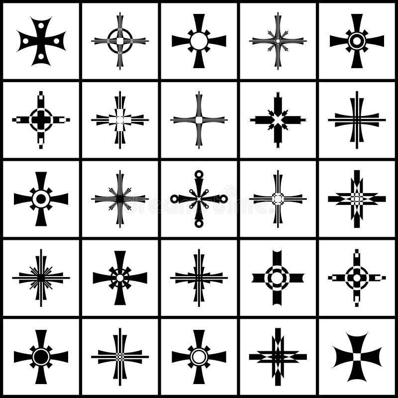 Cross Shape Icons. Design Elements Set Stock Vector - Illustration of ...