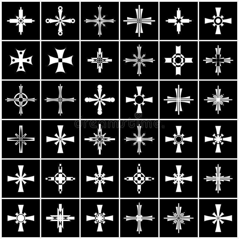 Cross Shape Icons. Design Elements Set Stock Vector - Illustration of ...