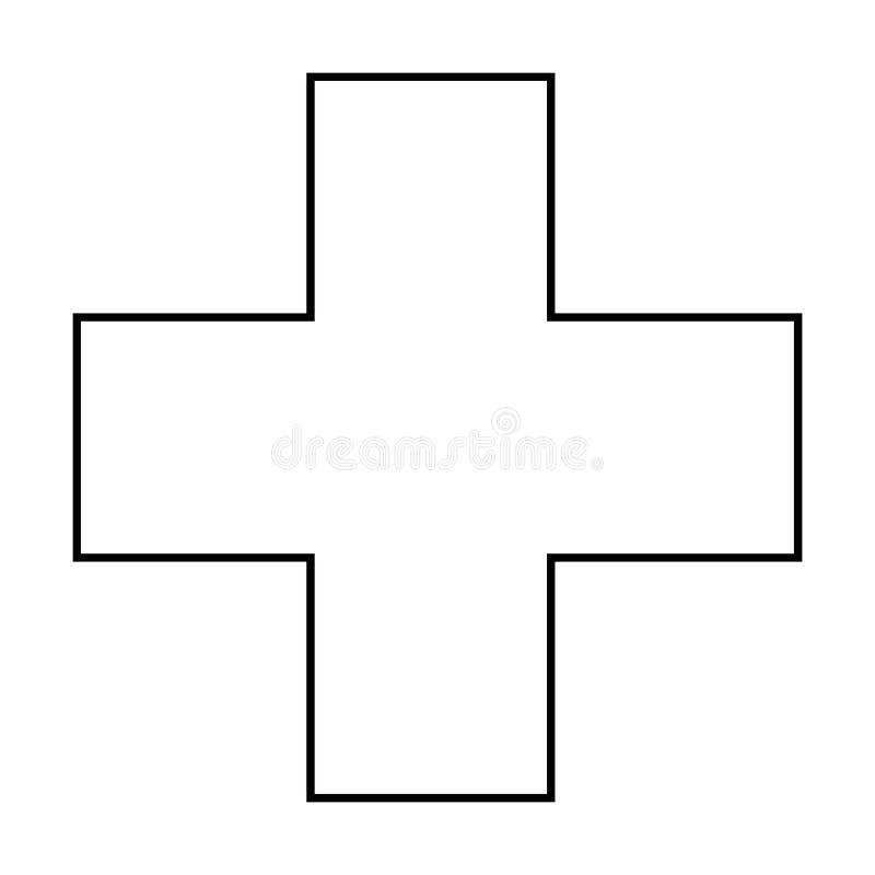 Cross Shape Symbol Vector Icon Outline Stroke for Creative Graphic ...