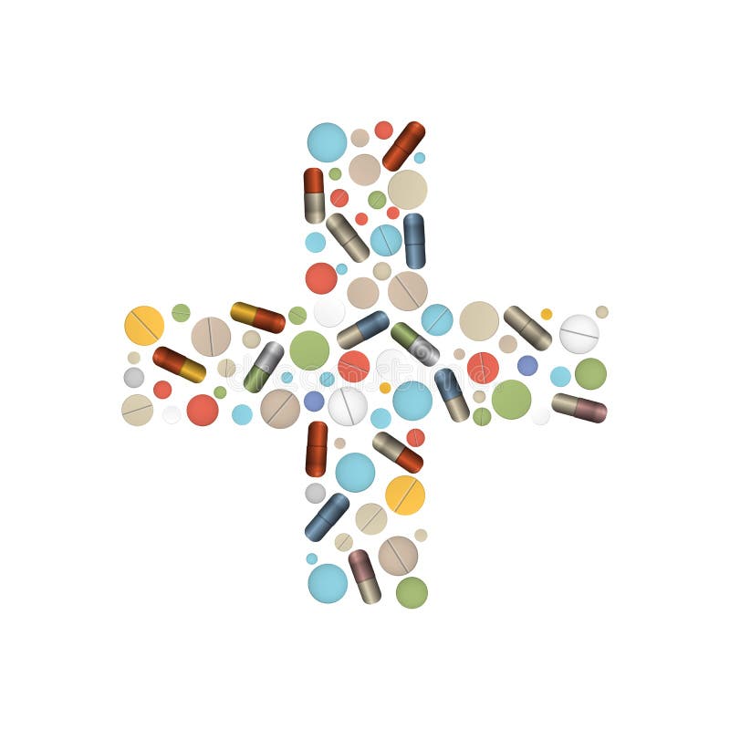 Cross shape with tablets. stock vector. Illustration of cross - 172326457