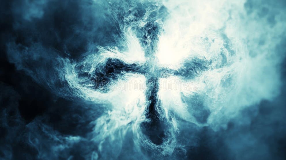 A Cross-Shaped Formation in Blue Smoke Stock Illustration ...