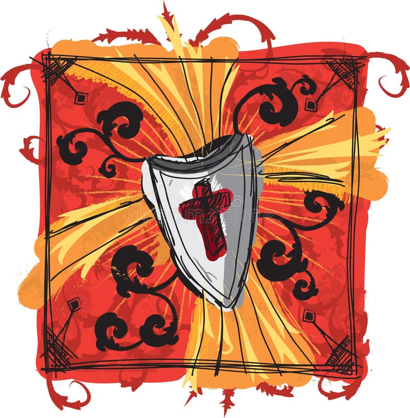 Cross and Shield Sketch stock vector. Illustration of grunge - 14388439