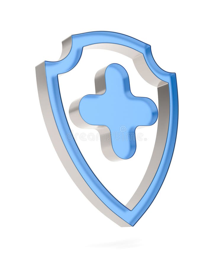 Cross into Shield on White Background. Isolated 3D Illustration Stock ...