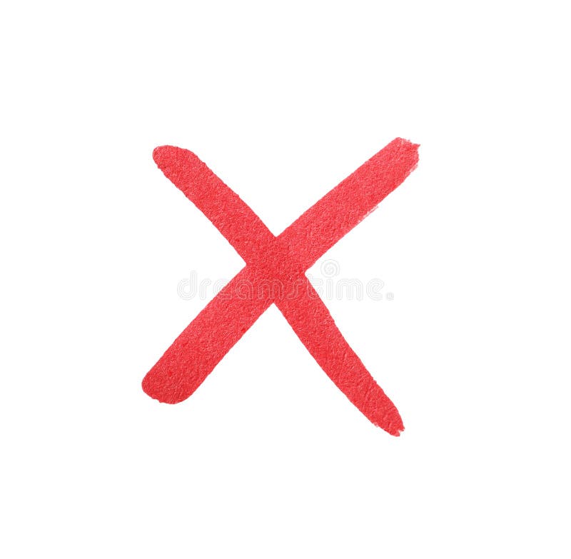 Cross Sign Drawn with Red Marker Isolated on White, Top View Stock ...