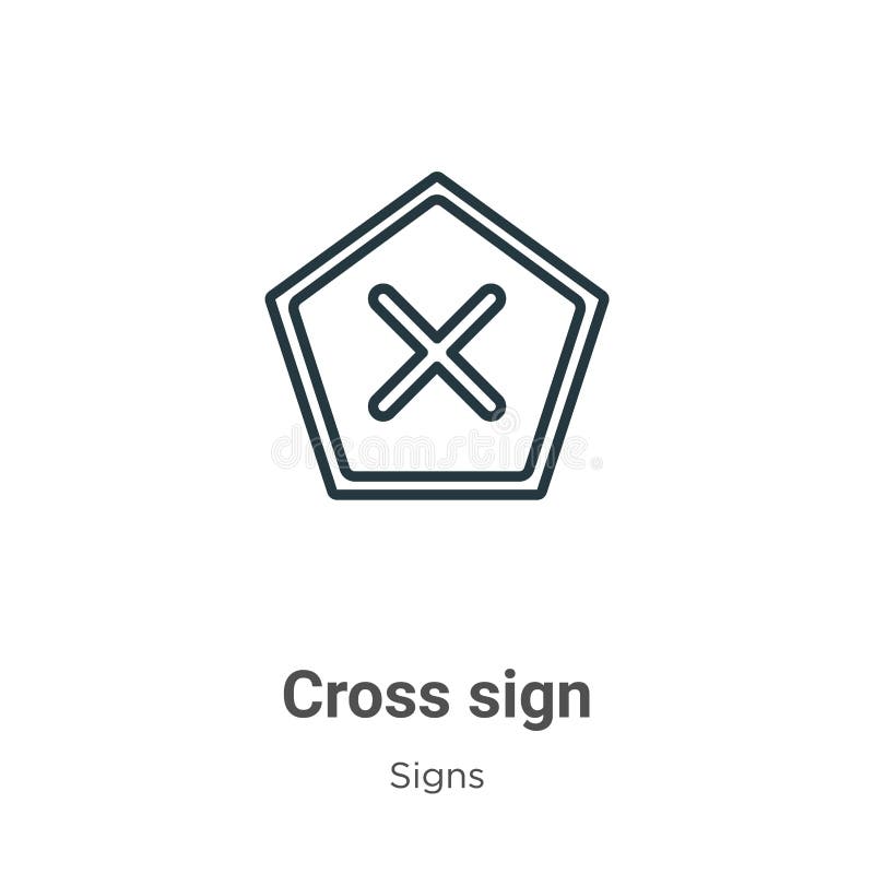 Cross Sign Outline Vector Icon Thin Line Black Cross Sign Icon Flat