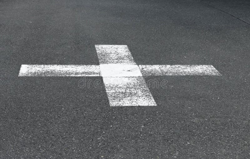 Cross sign on road stock photo. Image of pedestrian - 307222442