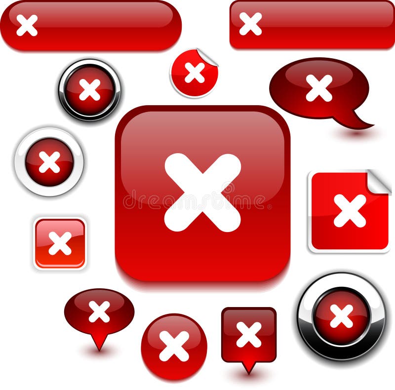 Red Cross Button - Refuse, Wrong Answer, Cancel Stock Vector - Illustration of alert, isolated ...