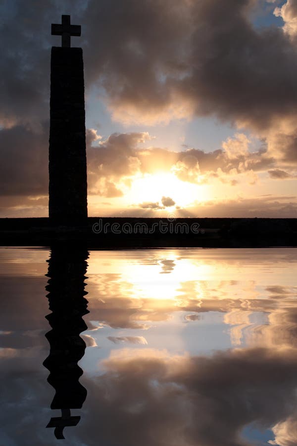 Cross Silhouette and Reflection Stock Image - Image of clouds ...