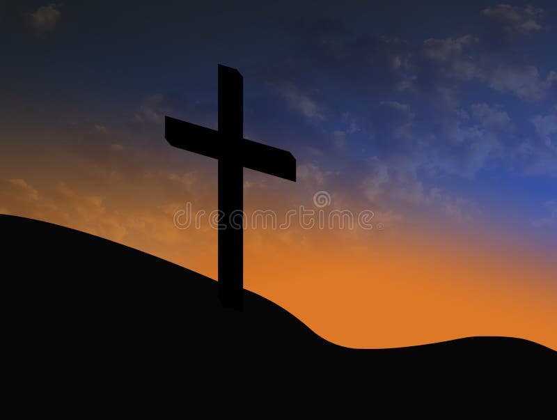 Cross Silhouette with Sunrise and Clouds Christian Symbol of ...
