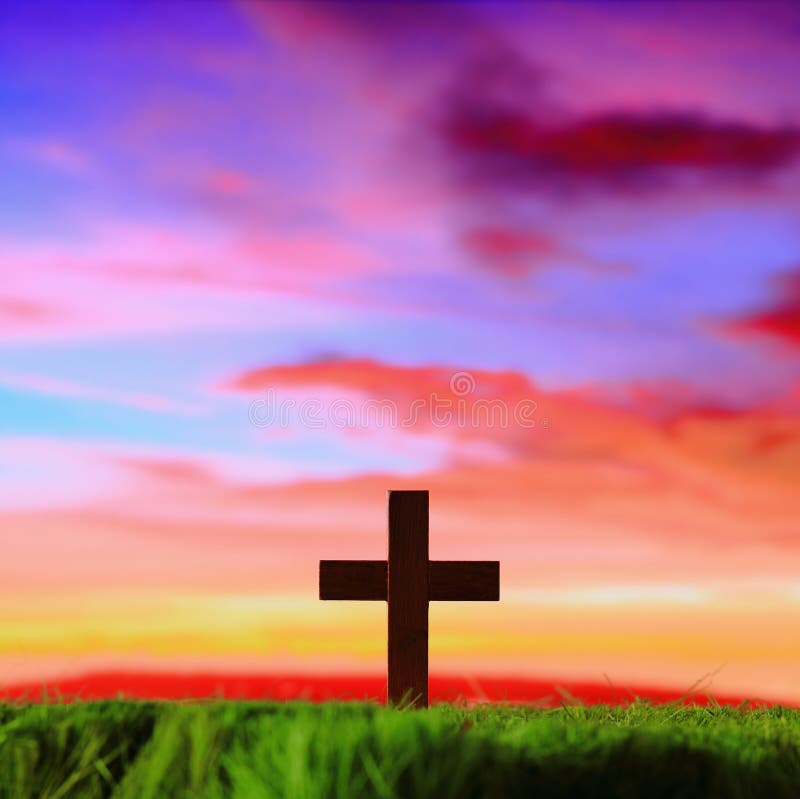 Cross Silhouette with Sunset Background Stock Photo - Image of faith ...