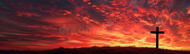 Cross Silhouetted Against a Blazing Sky, Symbol of Hope , Hyper ...