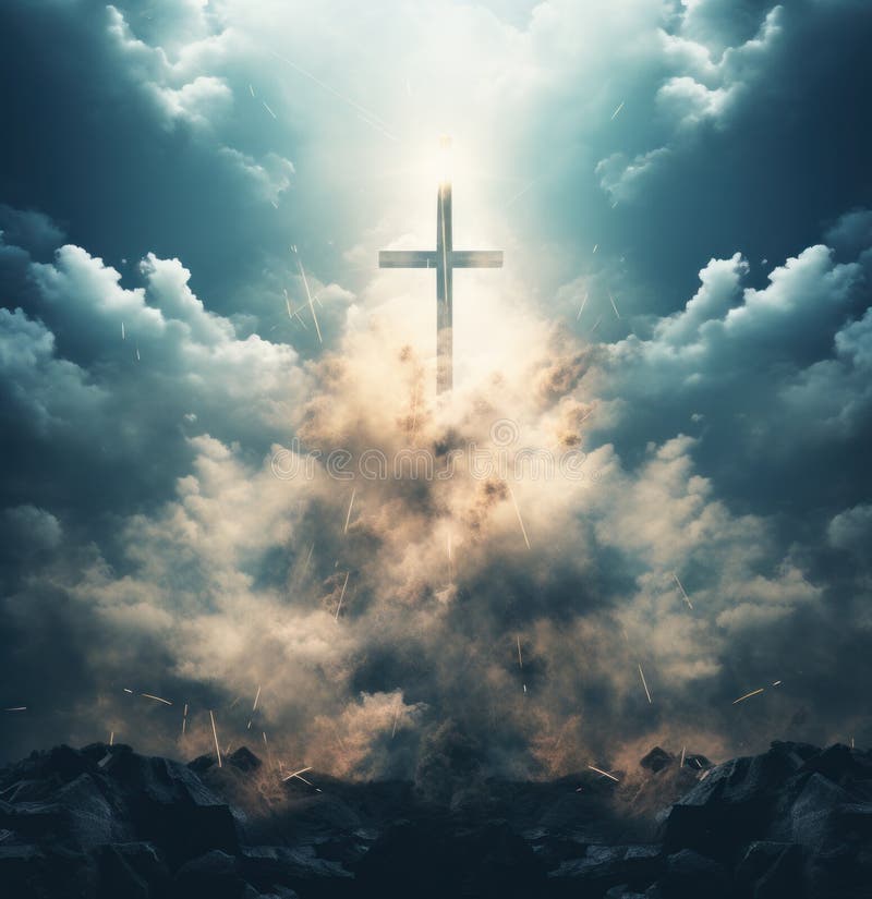 A Cross in the Sky Above Clouds Stock Image - Image of silhouette ...