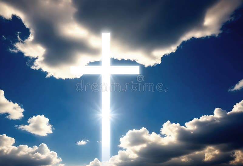 A Cross in the Sky with the Sun Shining through the Clouds Stock ...
