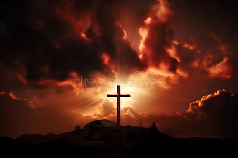 Cross in the Sky with Rays of Light. Conceptual Image Stock ...