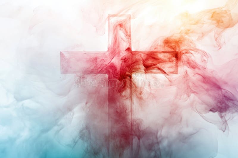 SMOKE-FILLED CROSS stock image. Image of generated, mystical - 378449275