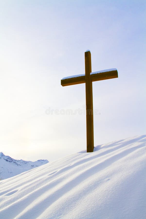 Cross the snow stock photo. Image of outside, religious - 12478338