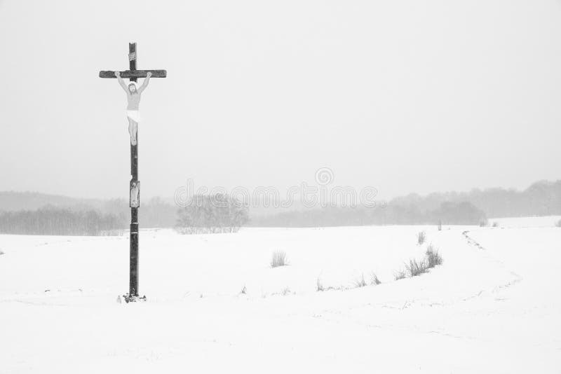 Cross in snow stock image. Image of cool, snow, snowstorm - 210498687