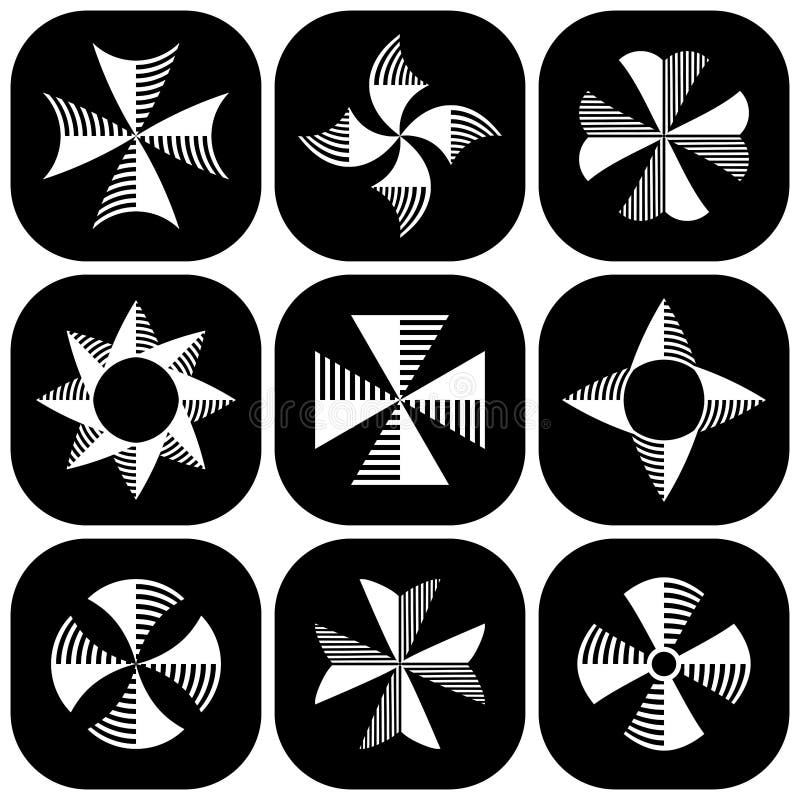 Cross on Square Shape Icons. Black and White Design Elements Stock ...