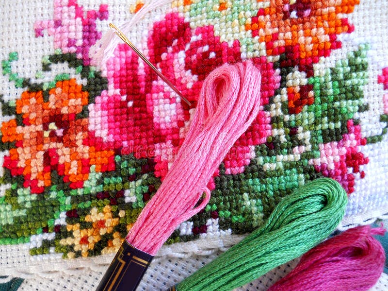 Cross stitch 1 stock image. Image of sewing, close, fingers - 2753945