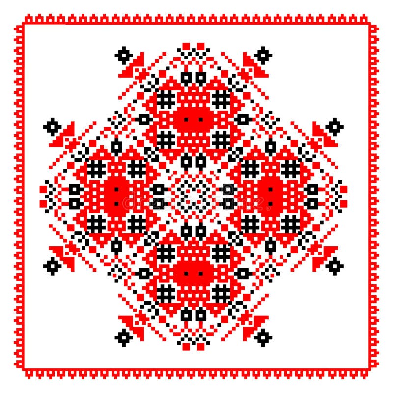 Cross-stitch Embroidered Folk Vector Pattern Stock Vector ...