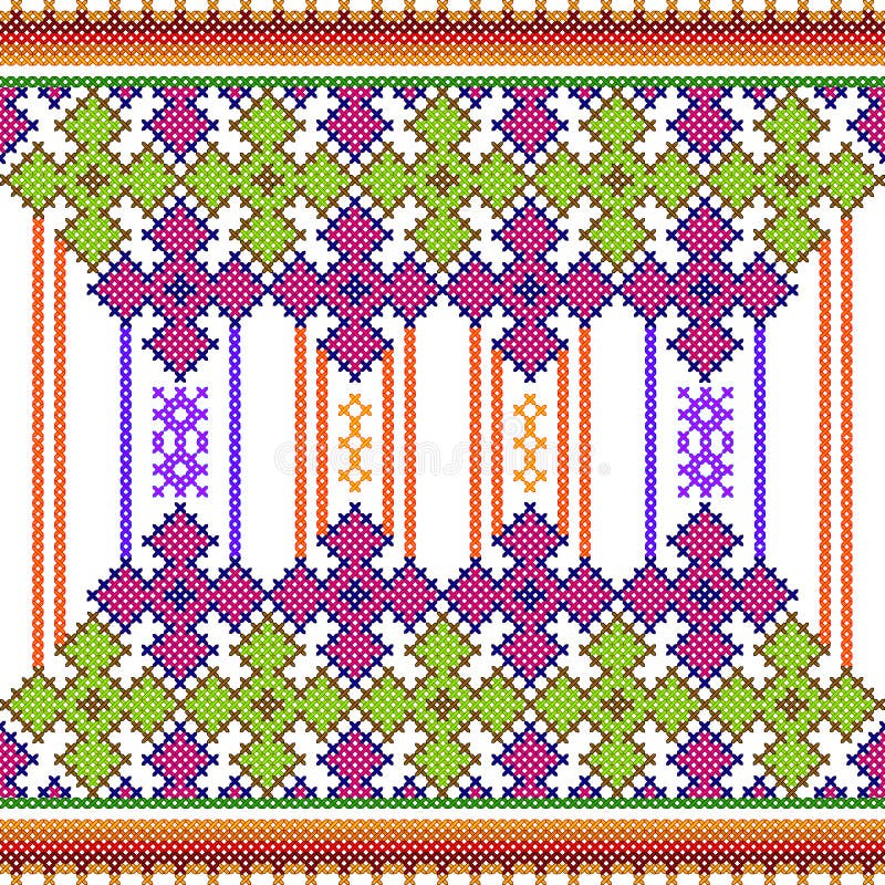 Cross Stitch Embroidery Floral Design For Seamless Pattern Texture ...