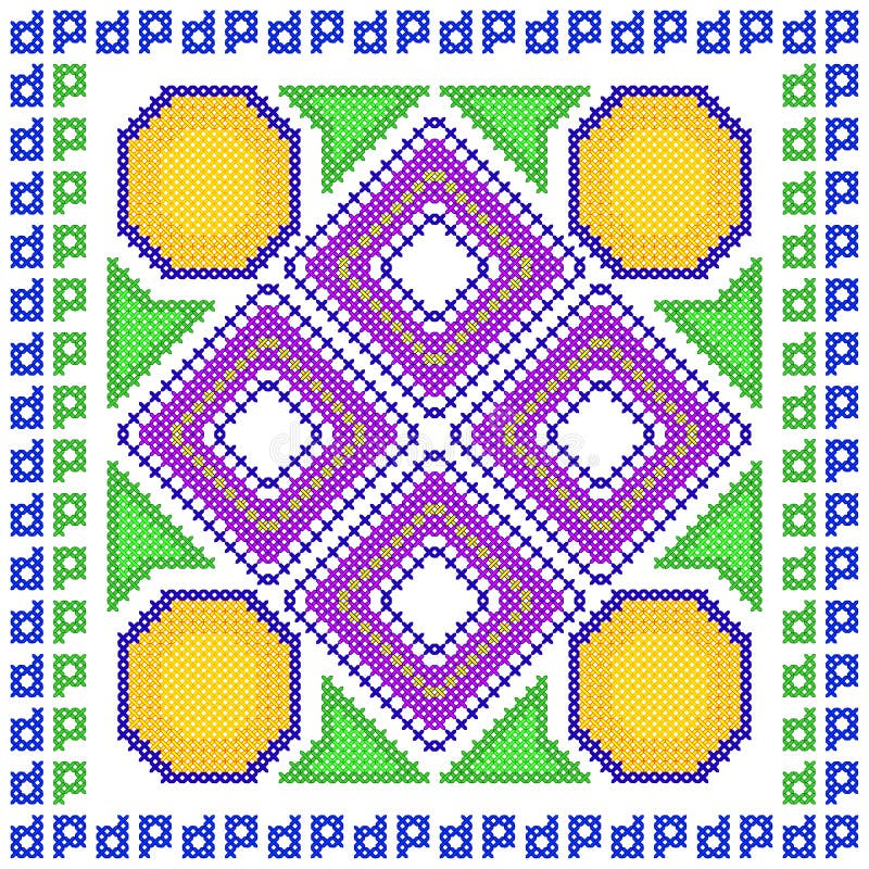 Cross Stitch Embroidery Geometrical Design for Seamless Pattern Texture ...