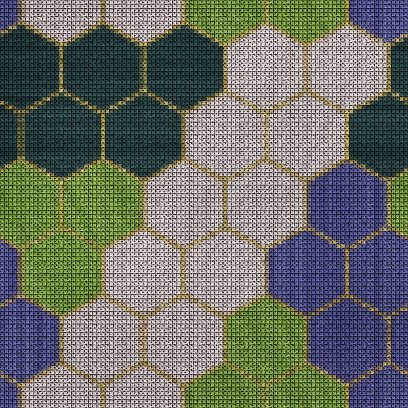 Cross-stitch. Embroidery. Hexagon Seamless Texture. Grid. Mosaic ...