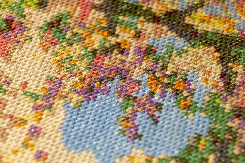 Cross-stitch. Macro Photography of Embroidery Sites Stock Photo - Image ...