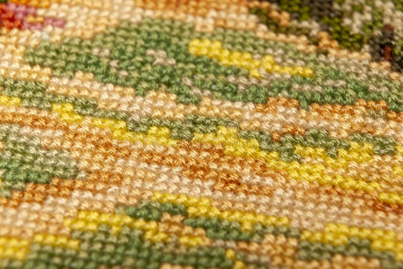 Cross-stitch. Macro Photography of Embroidery Sites Stock Photo - Image ...