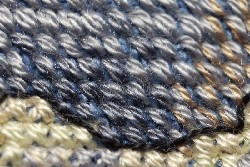 Cross-stitch. Macro Photography of Embroidery Sites. Shooting with a ...