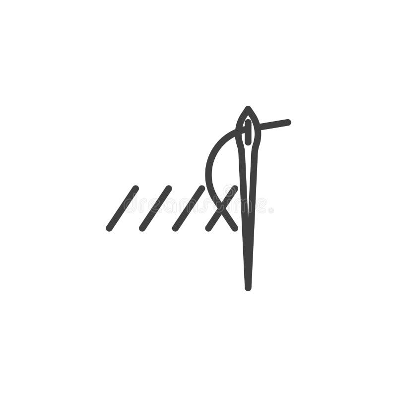 Cross Stitch Needlework Line Icon Stock Vector - Illustration of logo ...